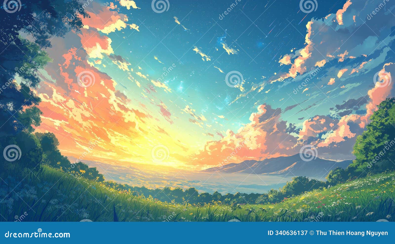 Nice Theme Anime Background Stock Image - Image of sunlight, beauty ...