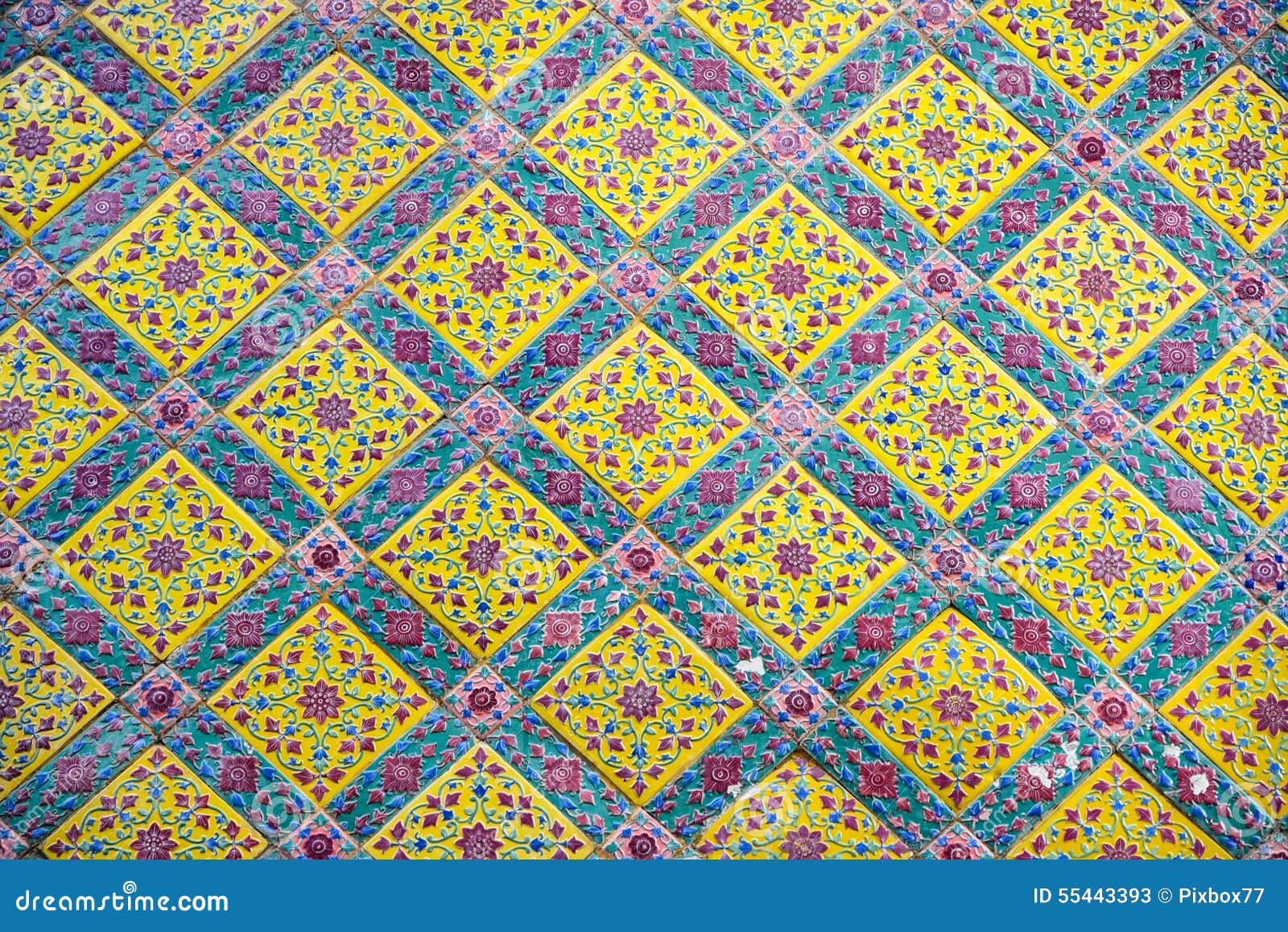 Nice Tiles Pattern on Wall in Thai Style Stock Image - Image of ...