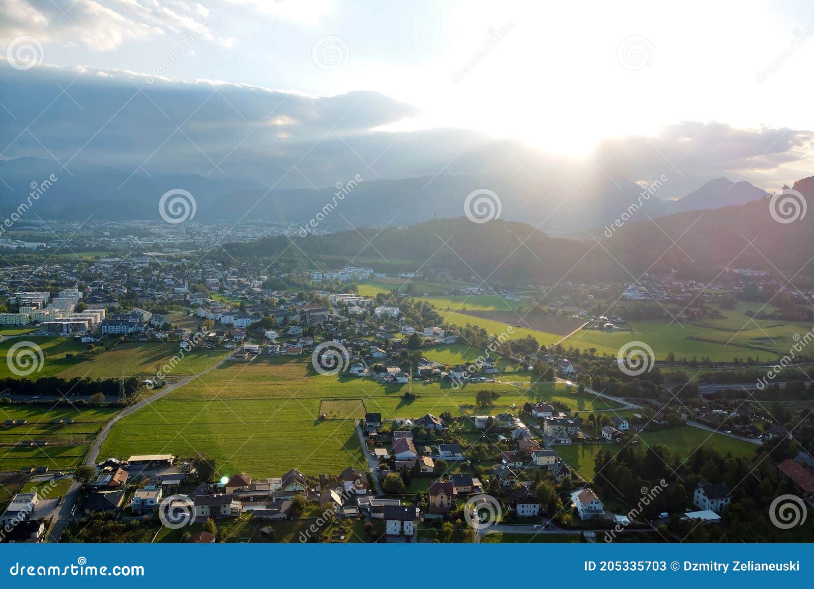 Nice Top View of a Small Town in the Mountains Stock Image - Image of ...
