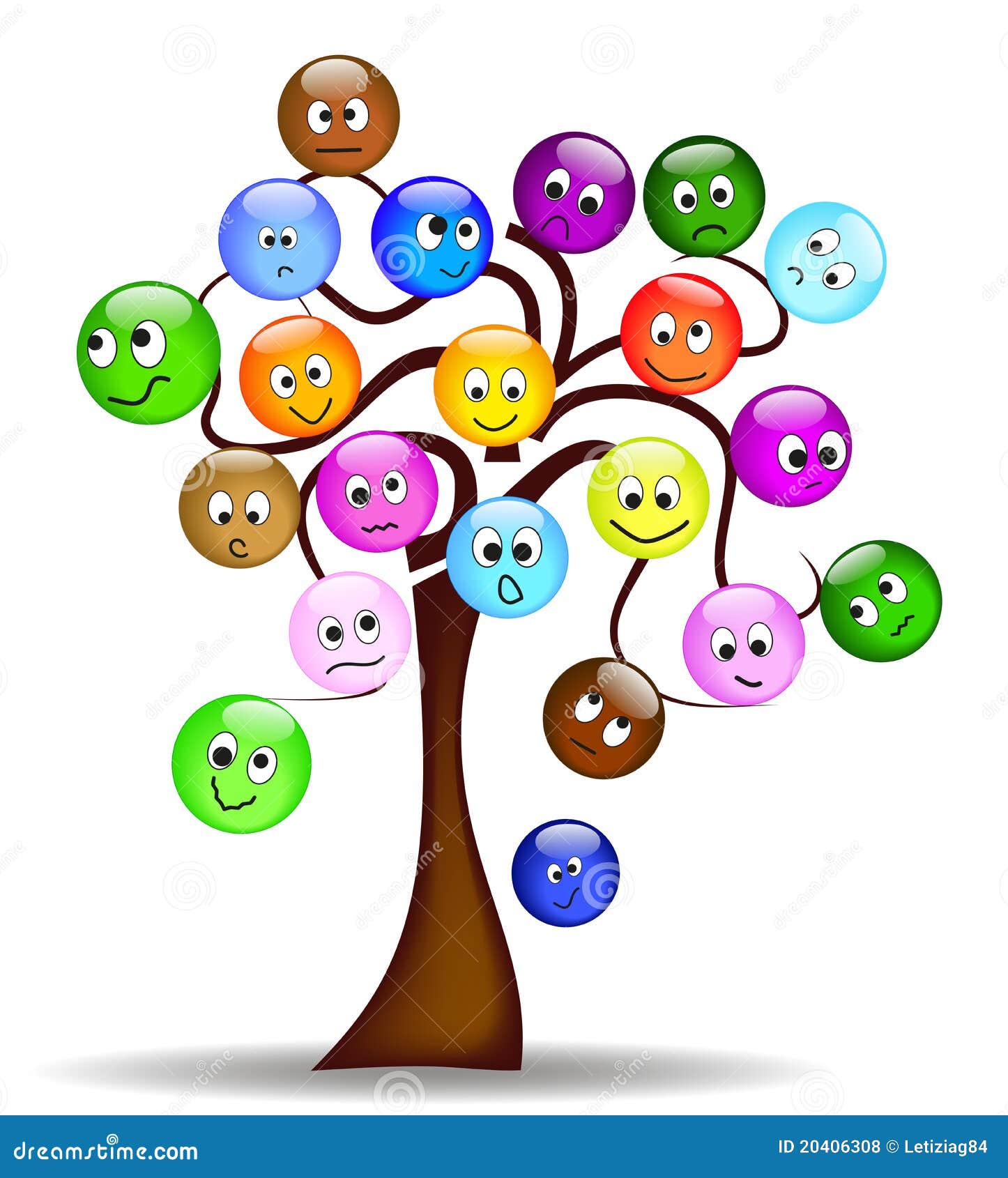 Nice Tree with Colorful Smilies with Different Exp Stock Vector ...