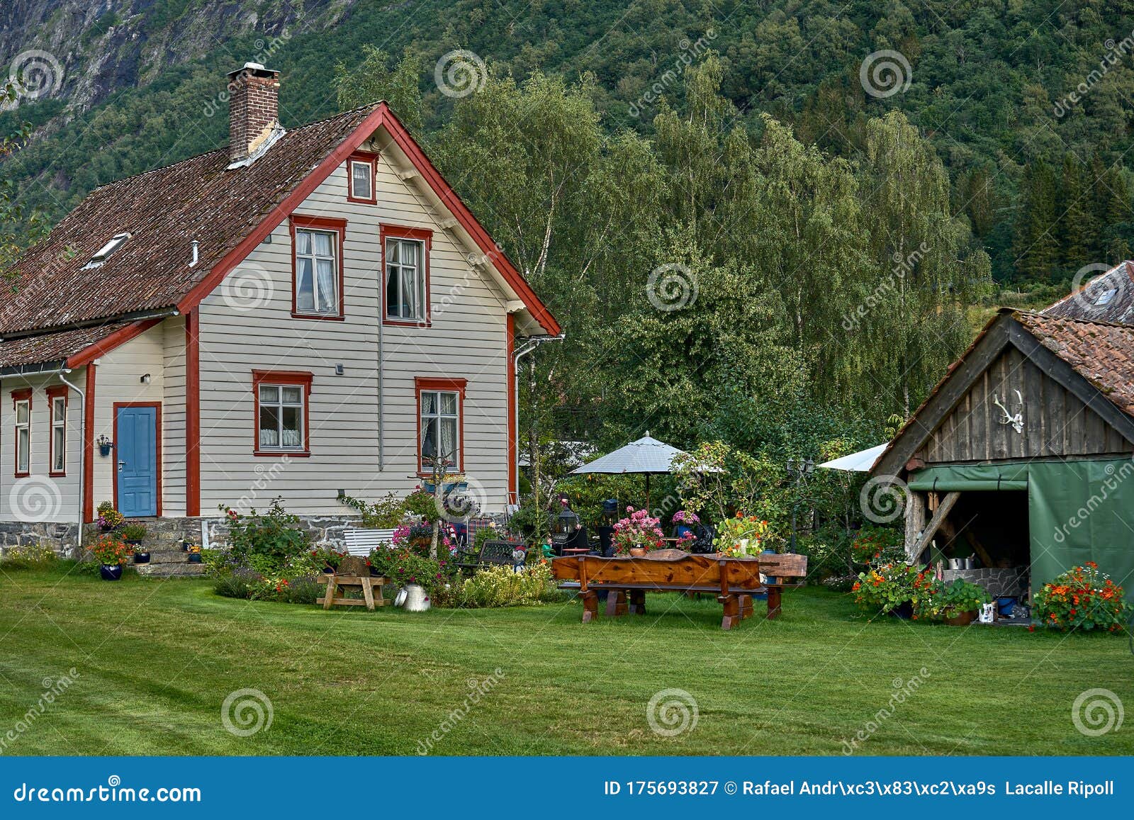 A Nice Typical Norwegian House Stock Image - Image of farmhouse ...