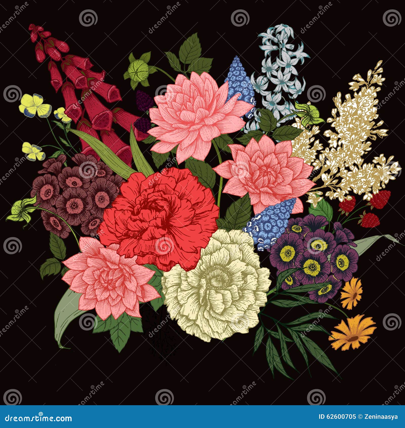 Nice vector flowers stock vector. Illustration of primrose - 62600705