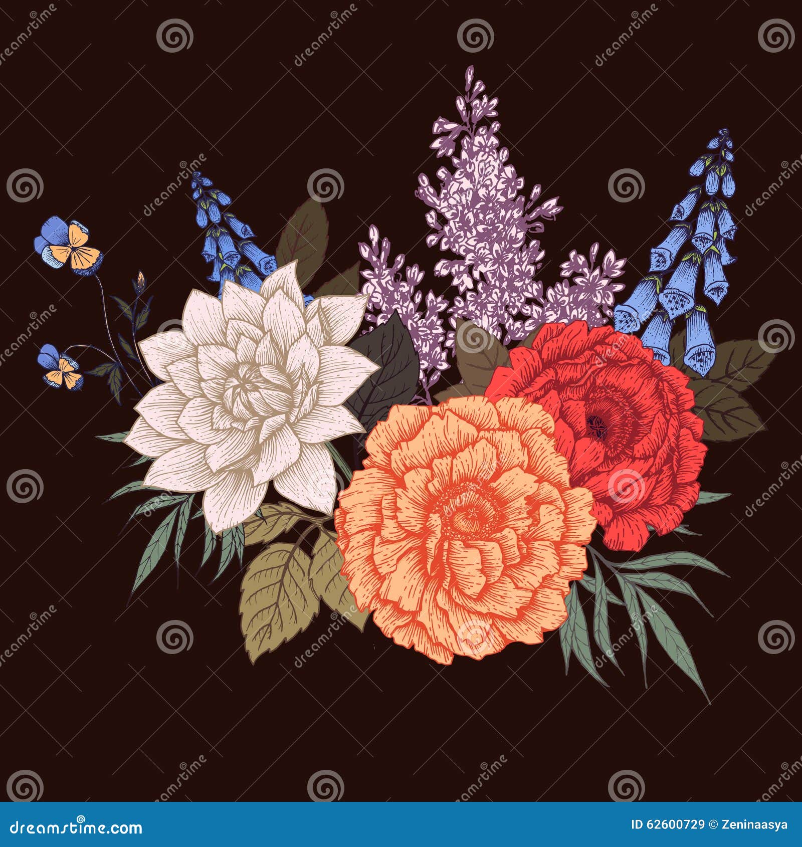 Nice vector flowers stock vector. Illustration of lotus - 62600729
