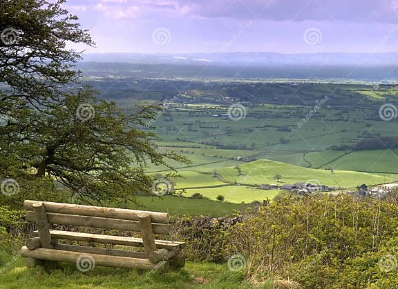 A Nice View stock image. Image of mendip, wall, bench, view - 146149