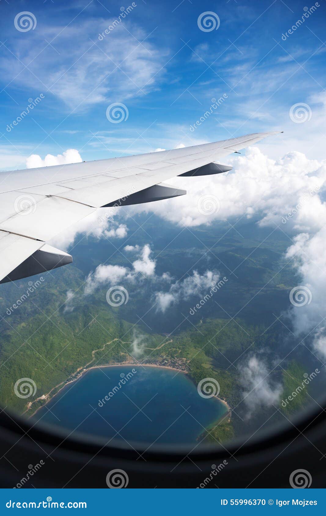 View Of The Sea From The Airplane Window At An Altitude Of 10,000 Feet ...