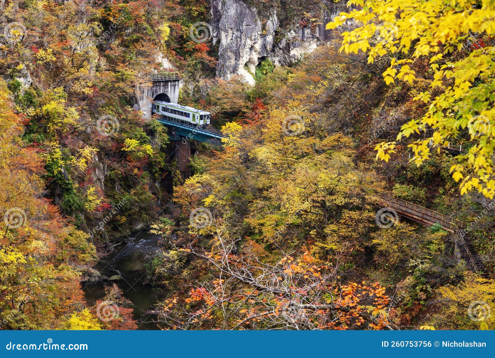 Nice View Autumn Foliage at Naruko Gorge Japan Stock Photo - Image of ...