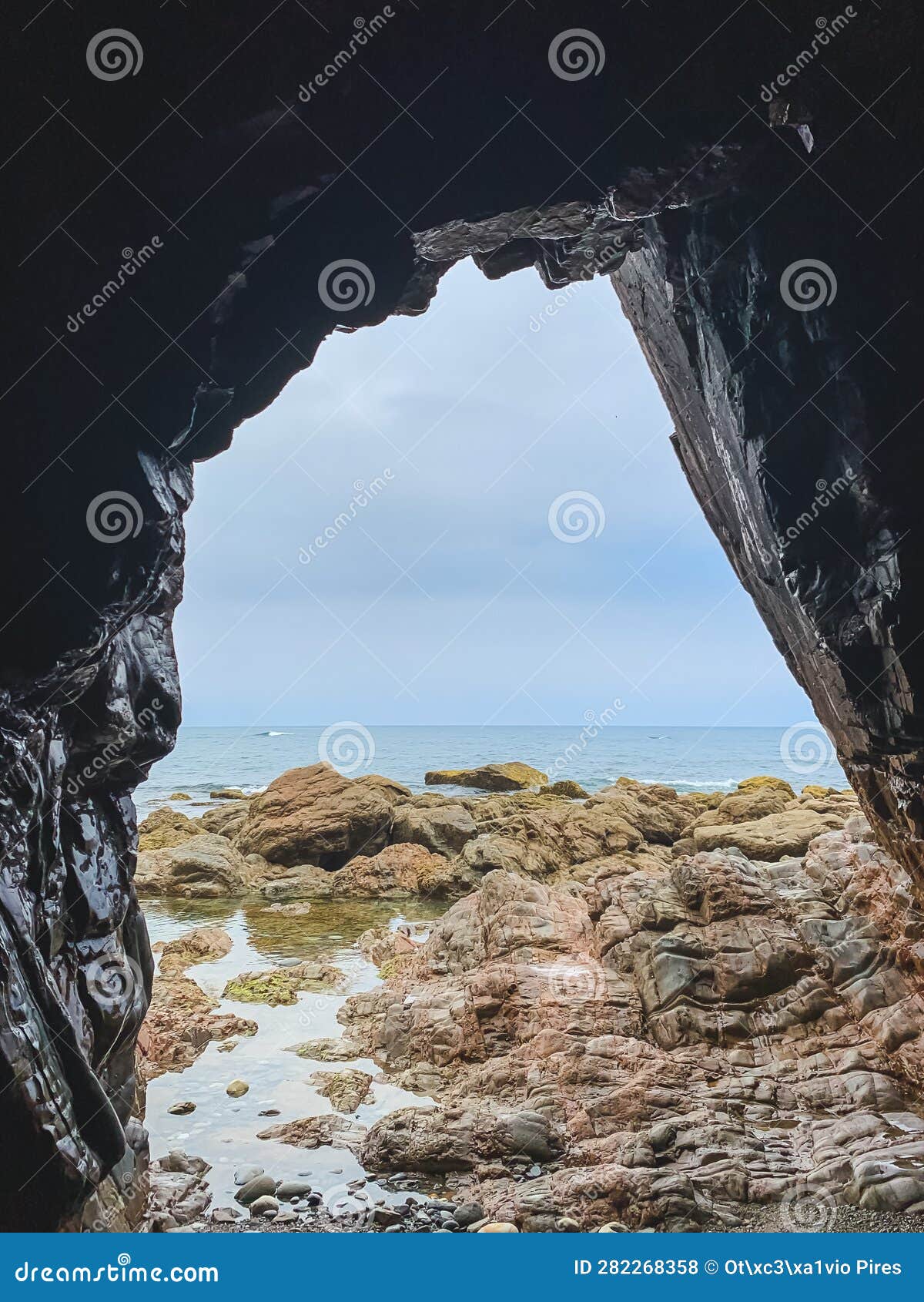 Nice View of the Cantabrian Sea from a Cave Stock Photo - Image of cave ...