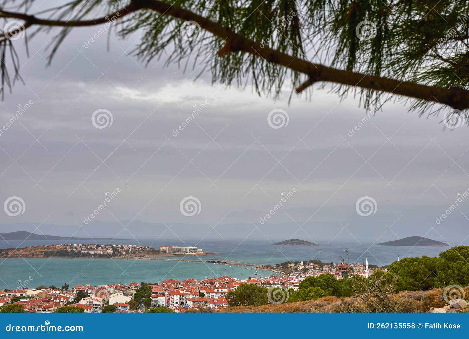Nice View of the Coastal Town. Against the Backdrop of Islands and ...