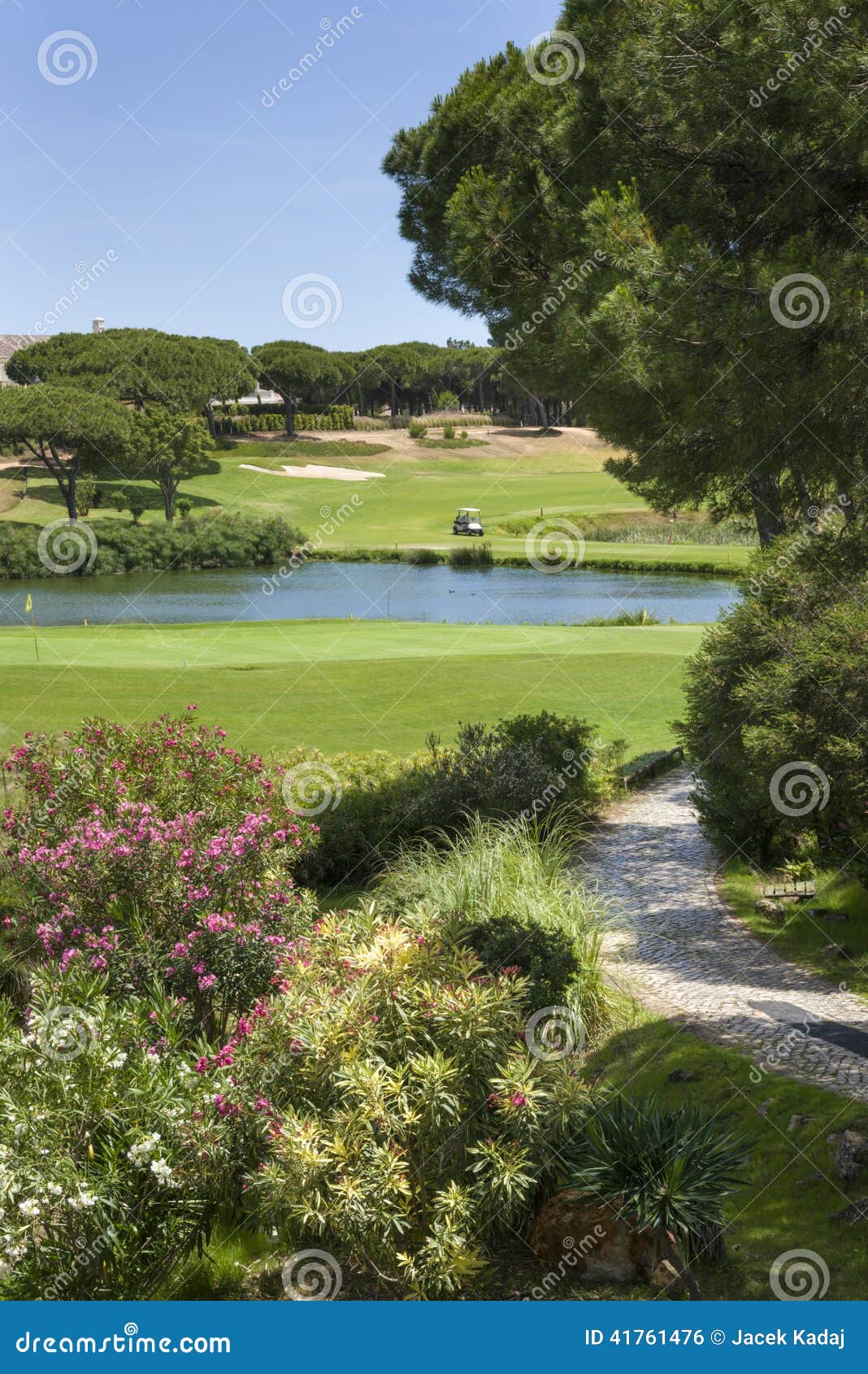 A Nice View of a Golf Course with a Lake Stock Photo - Image of green ...