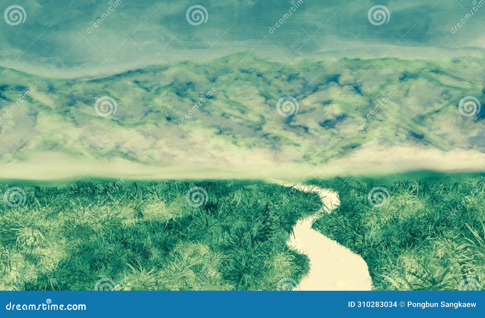 Nice View of Mountain Hand Drawn. Nature Background Stock Photo - Image ...