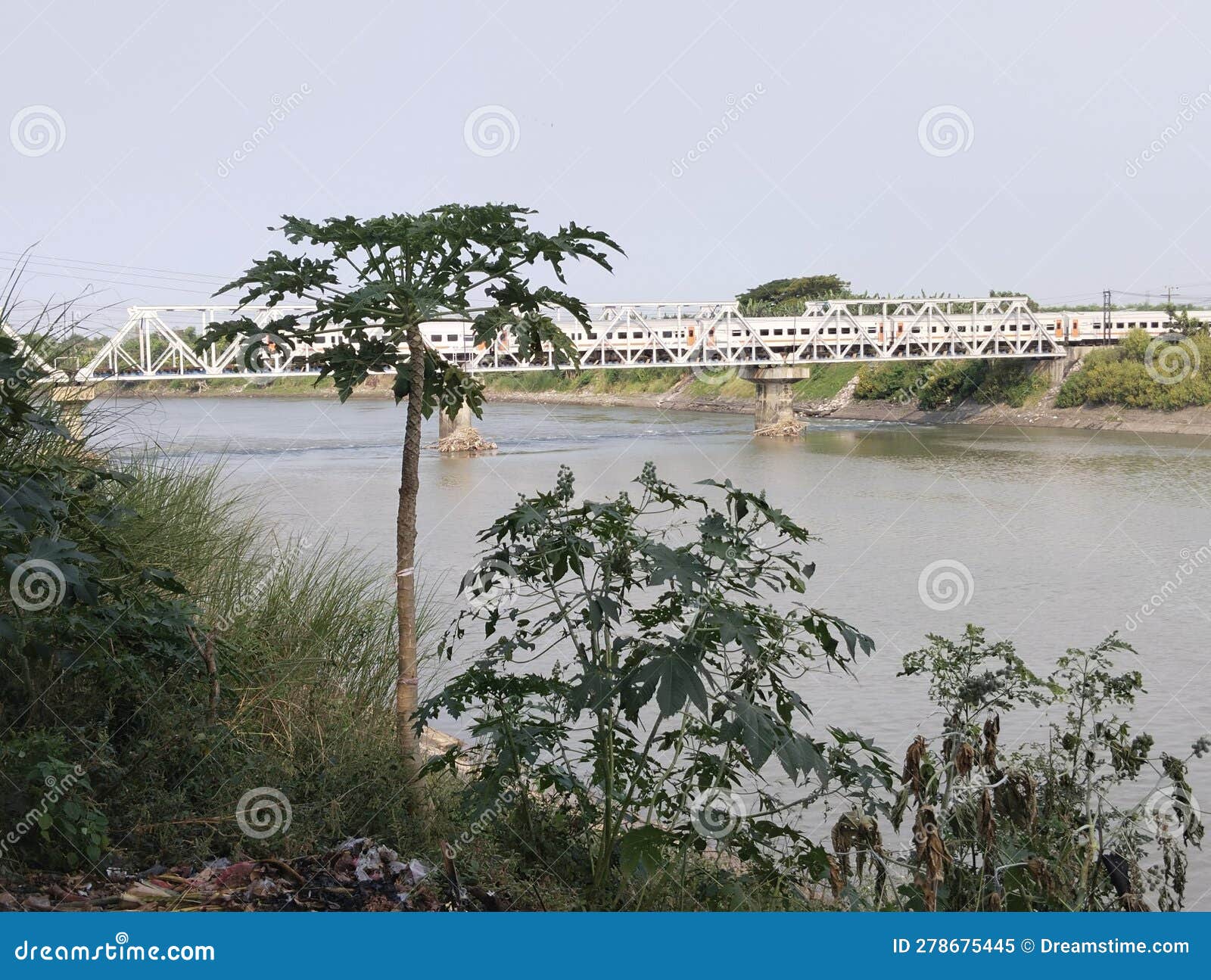 Nice View of Porong River Railway Bridge Stock Image - Image of porong ...