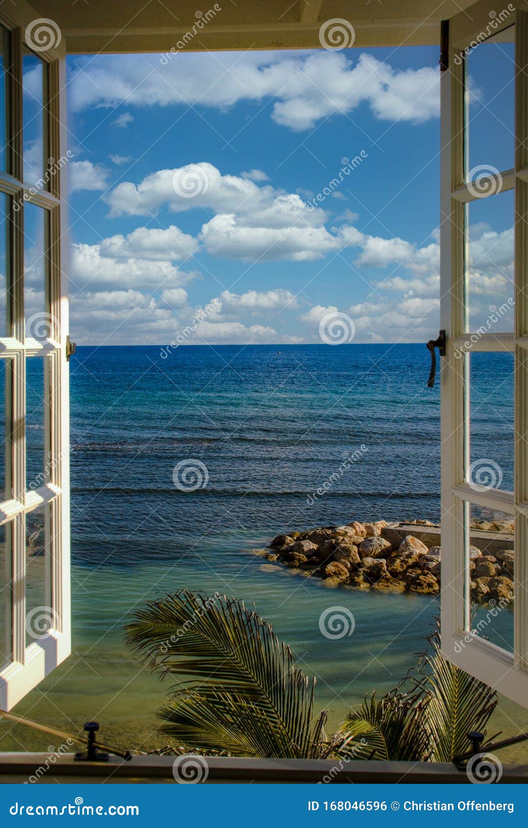 Looking Trough a Window on a Caribbean Beach Stock Photo - Image of ...