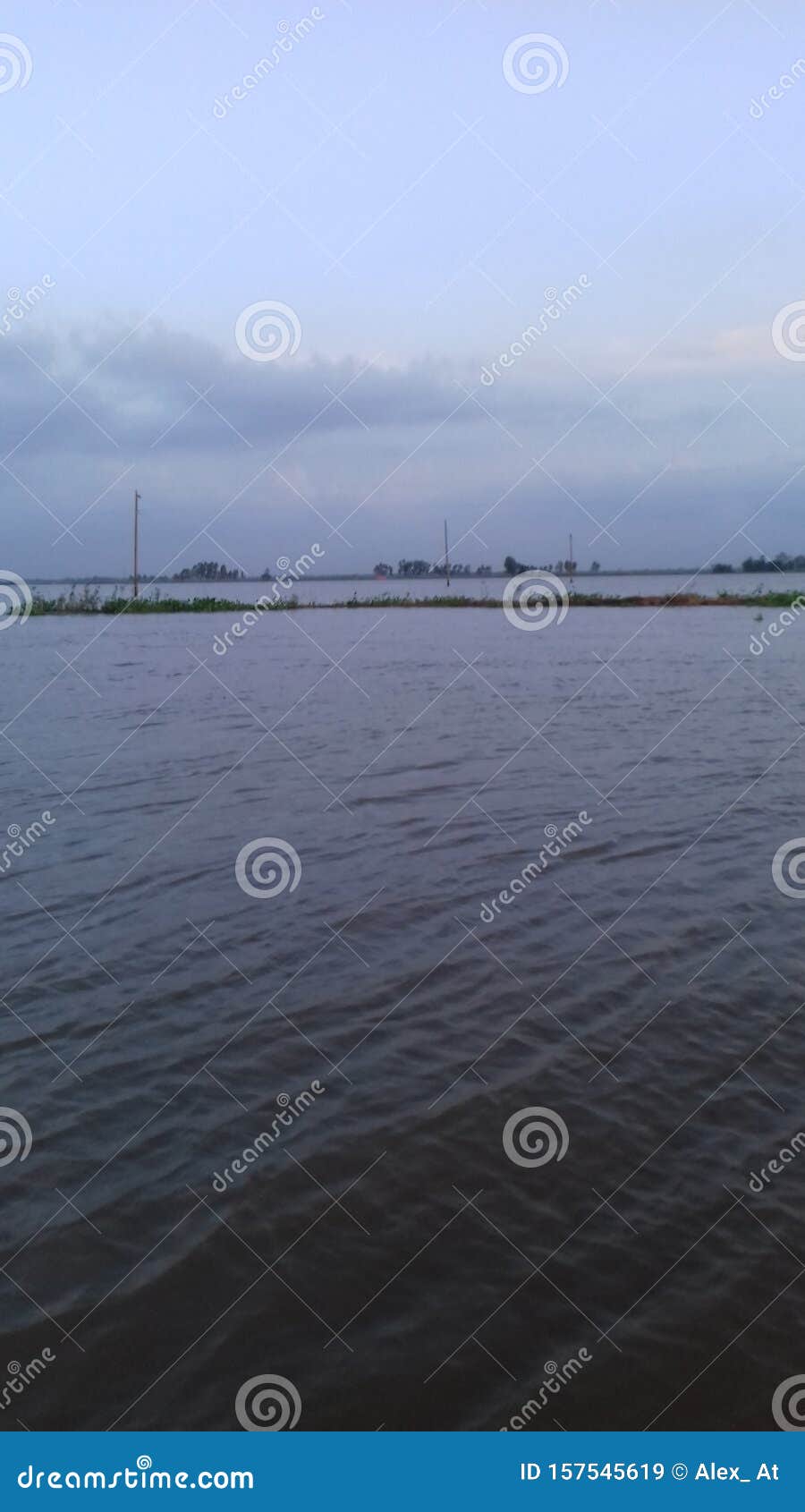 Nice Village View with Water and Sky. Stock Image - Image of cloud ...