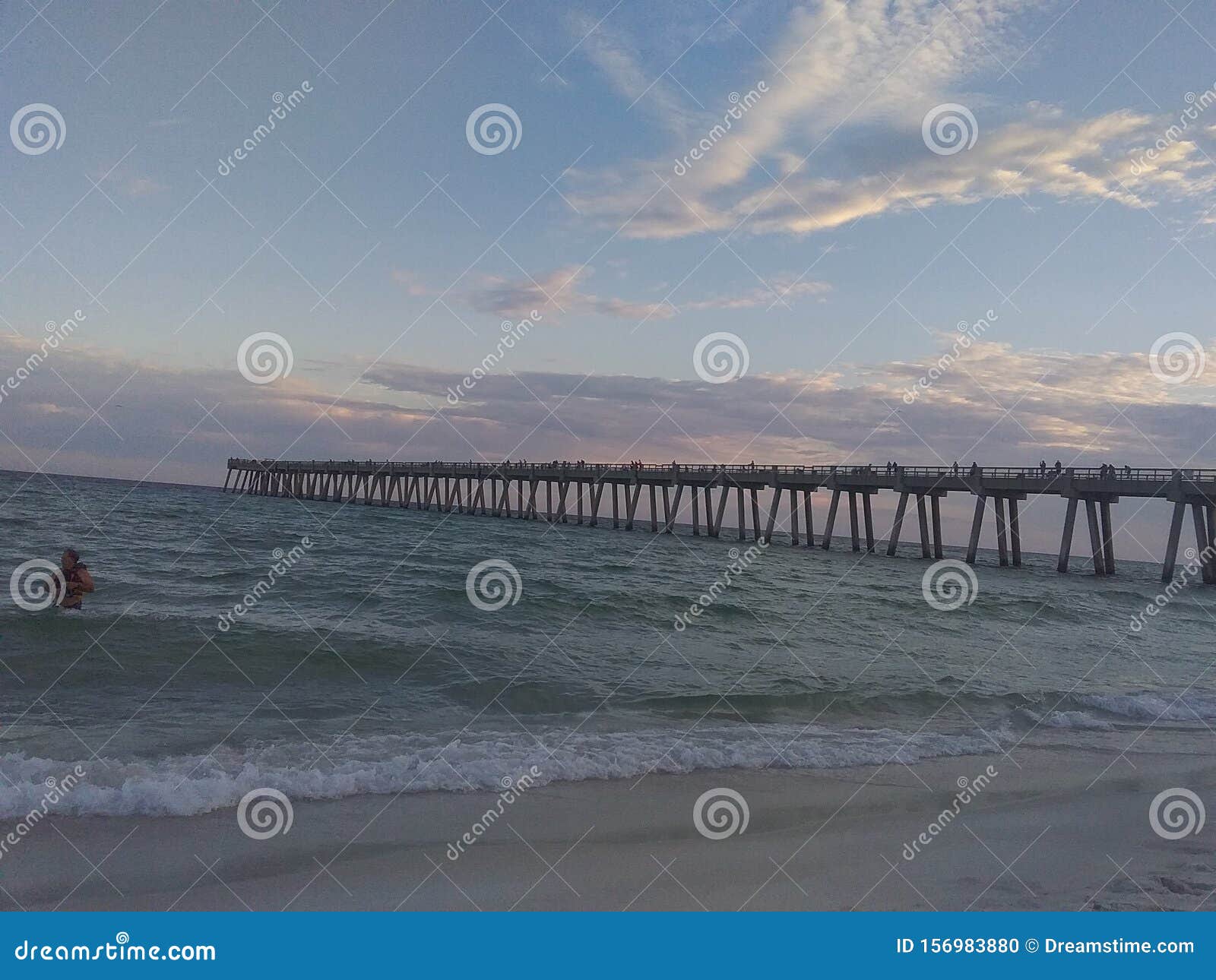 Nice Wave Navarre Beach Pier Sunset Editorial Image - Image of wave ...