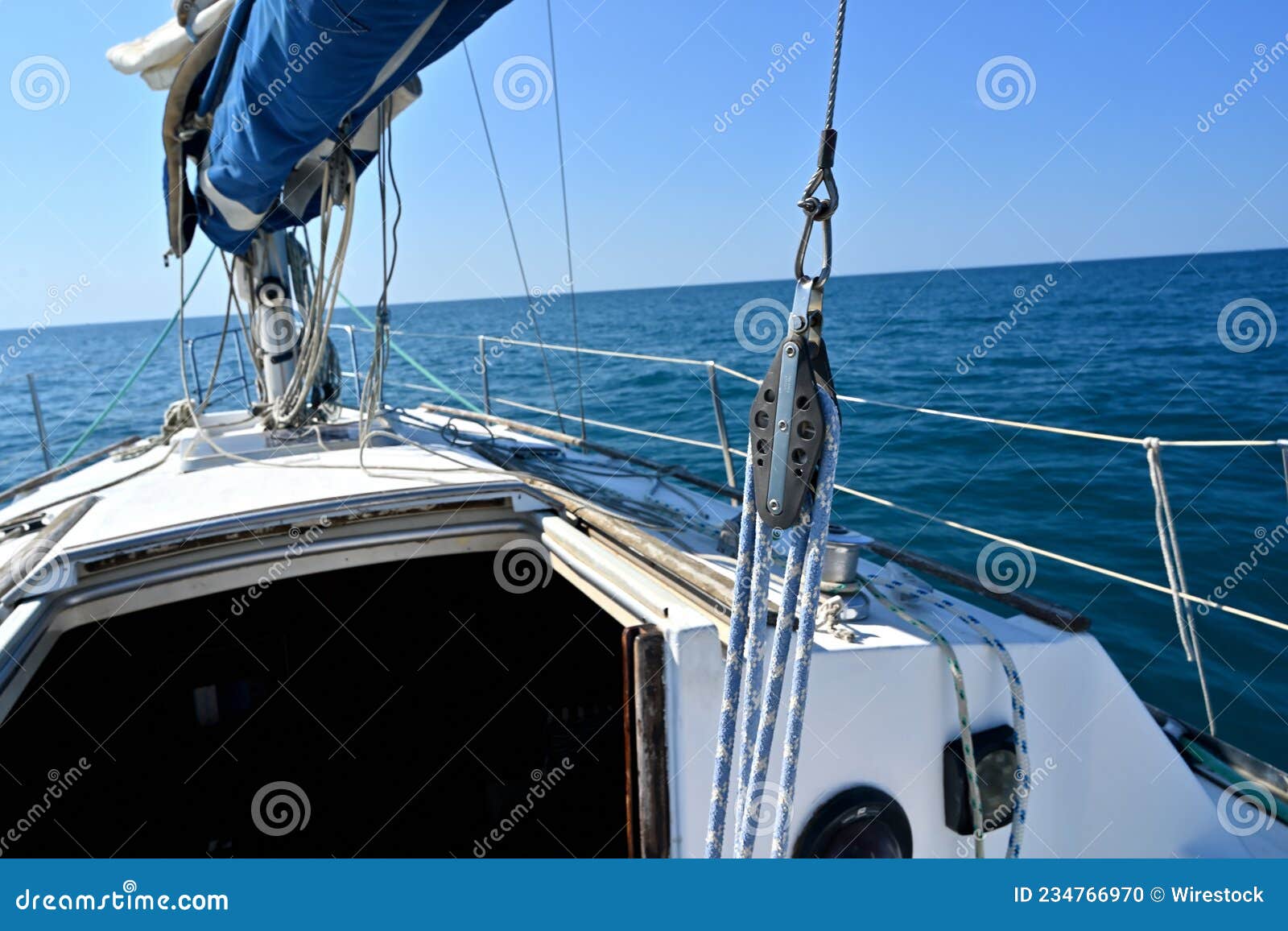 View from a Deck of a Sail Boat Stock Photo - Image of vacation, wood ...