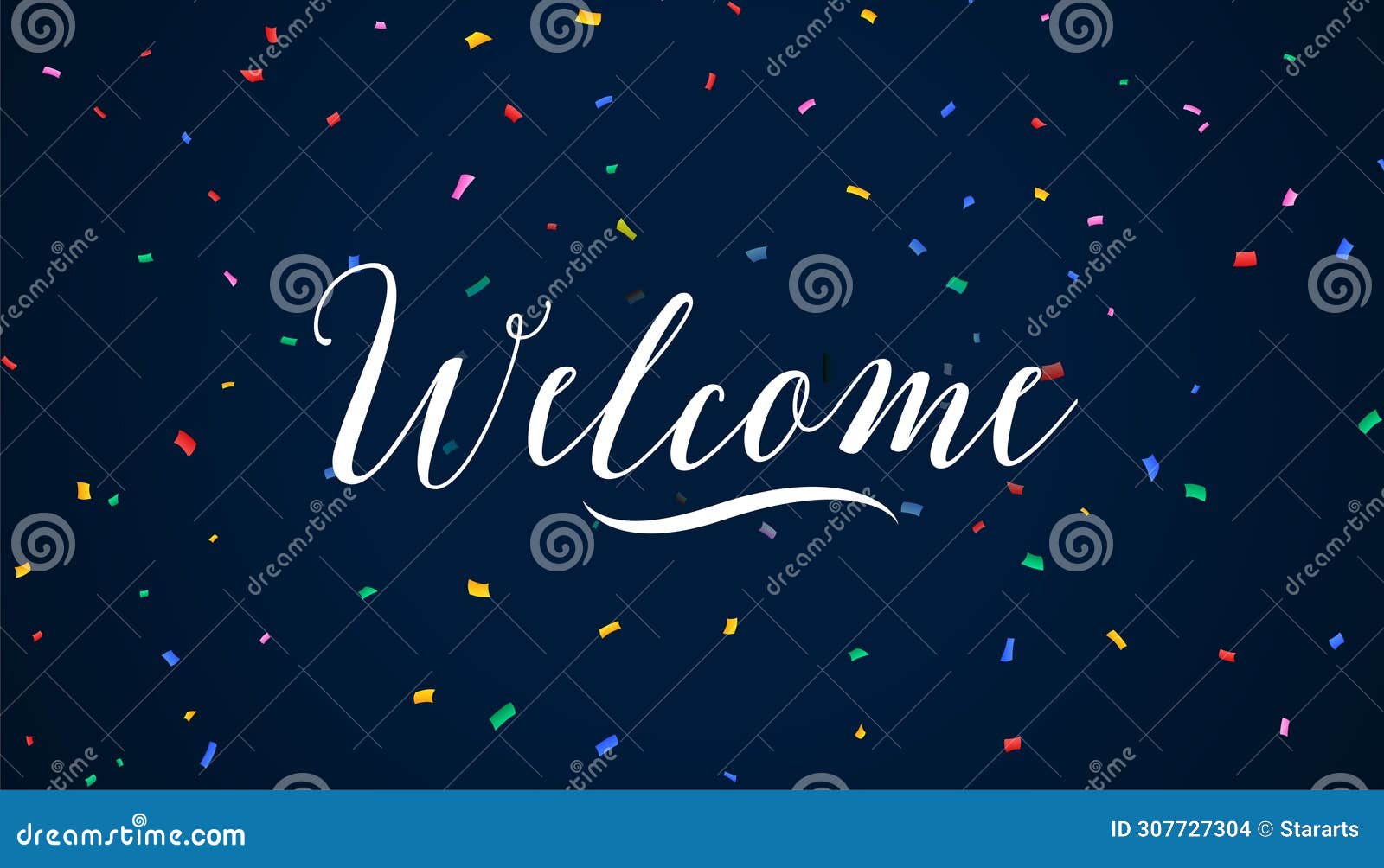 Nice Welcome Lettering Banner with Colorful Confetti Decoration Stock ...