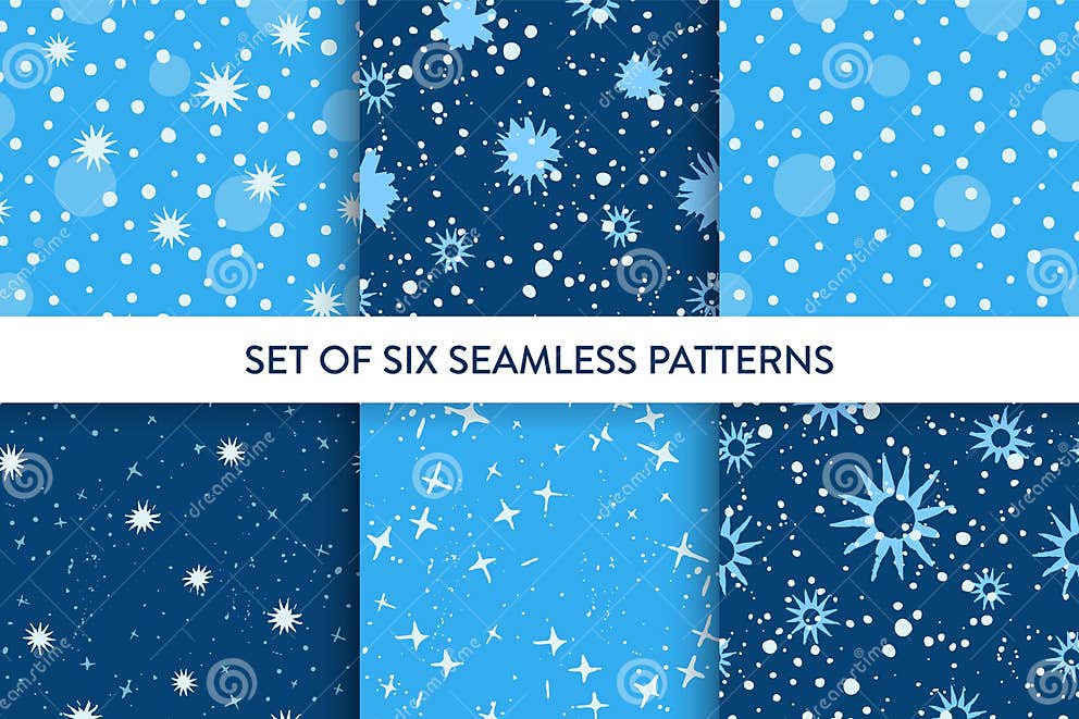 Nice Winter Abstract Seamless Repeat Pattern Set. Stock Vector ...