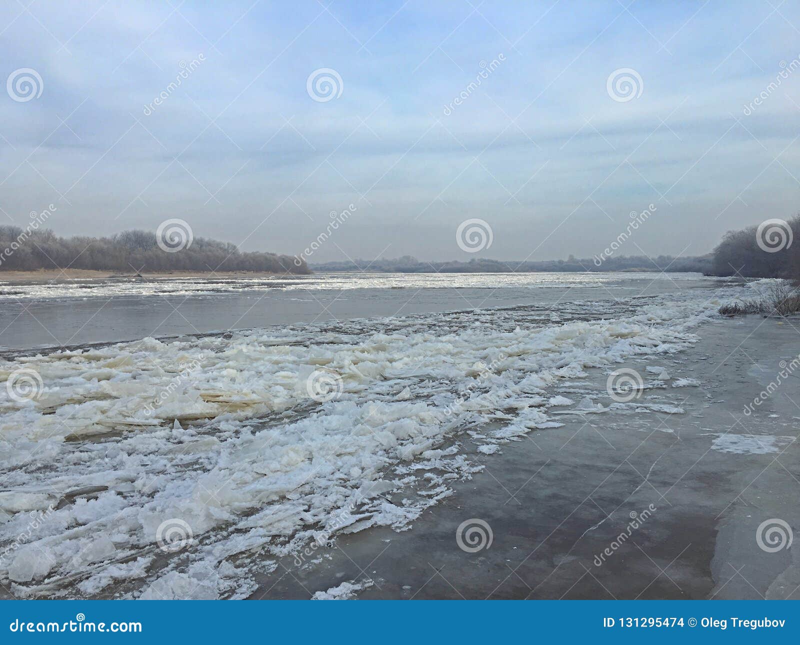 Winter Begins and the River is Covered with Ice Stock Photo - Image of ...
