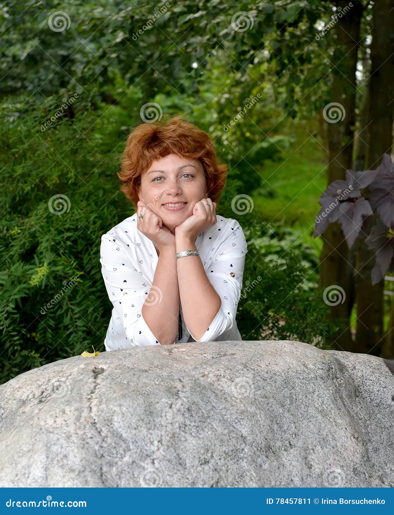 The Nice Woman of Average Years Supports the Head by Hands Stock Image ...