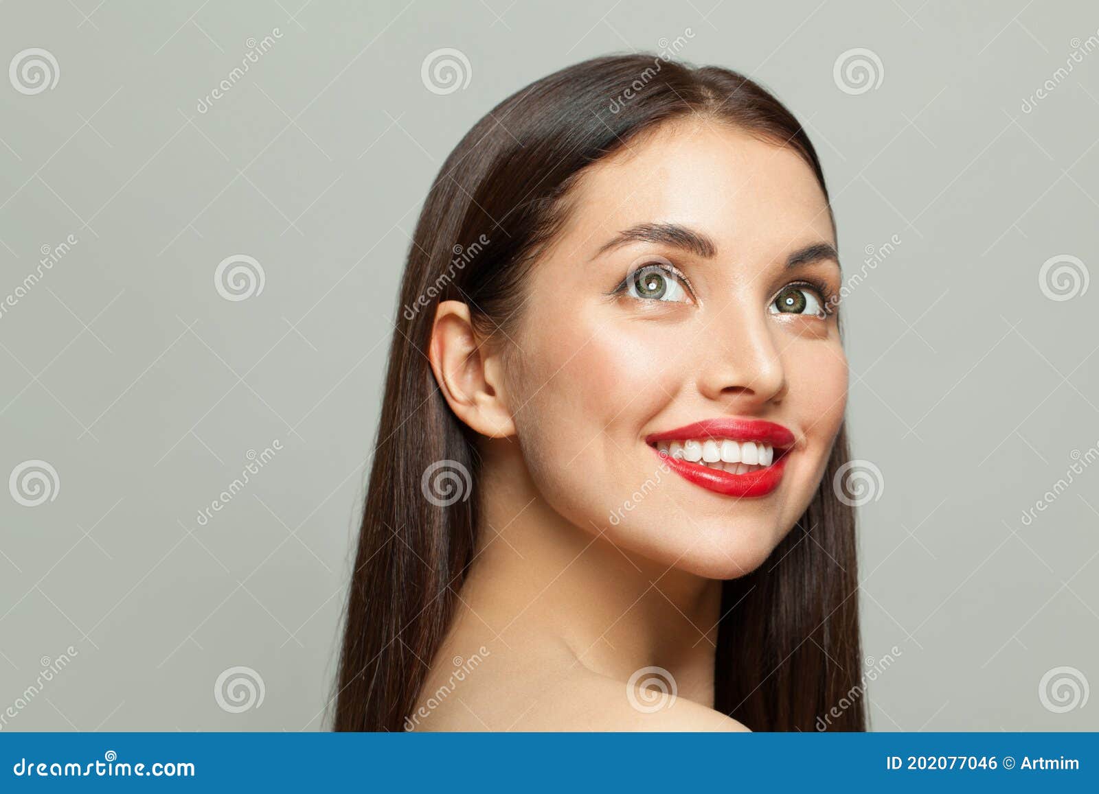 Nice Woman Face on White Background Stock Photo - Image of black ...