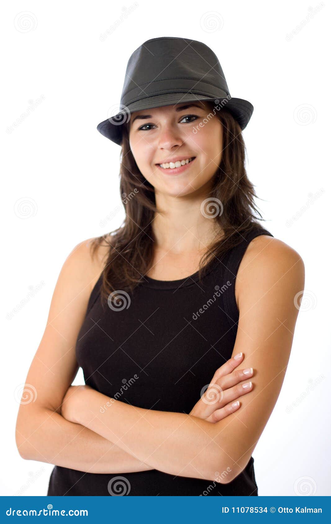 Nice woman in hat stock photo. Image of babe, isolated - 11078534