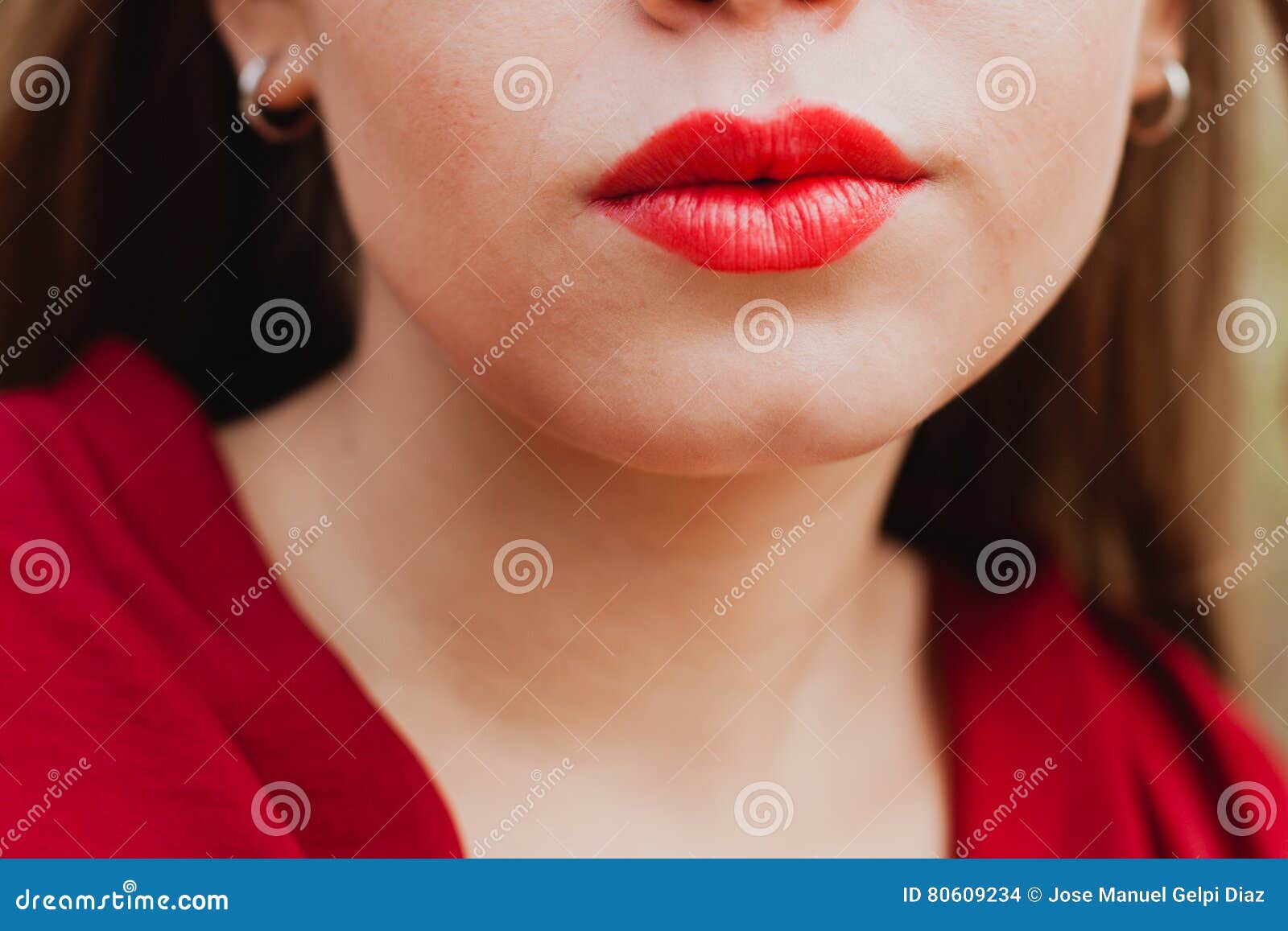 Nice Woman Lips Painted Red Stock Photo - Image of face, lady: 80609234