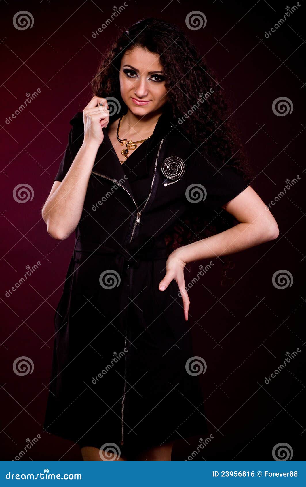 Nice Woman with Long Ringlets Hair Stock Photo - Image of enjoy ...