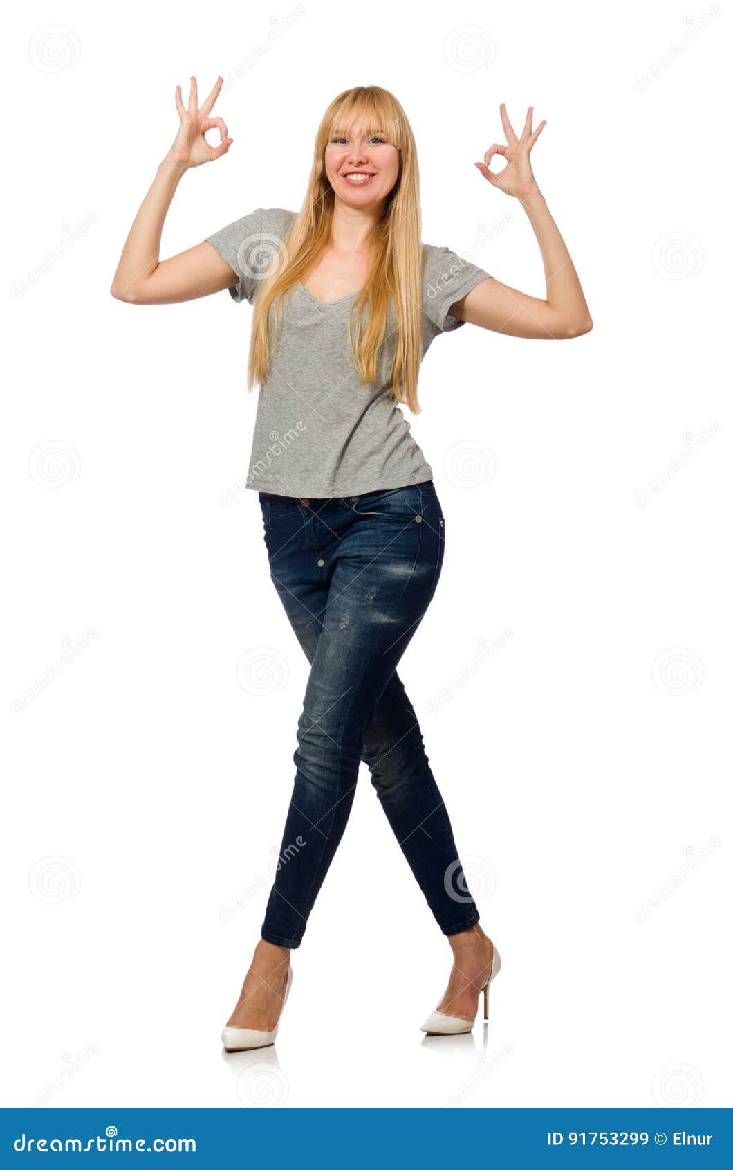 The Nice Woman Model Isolated on the White Background Stock Image ...