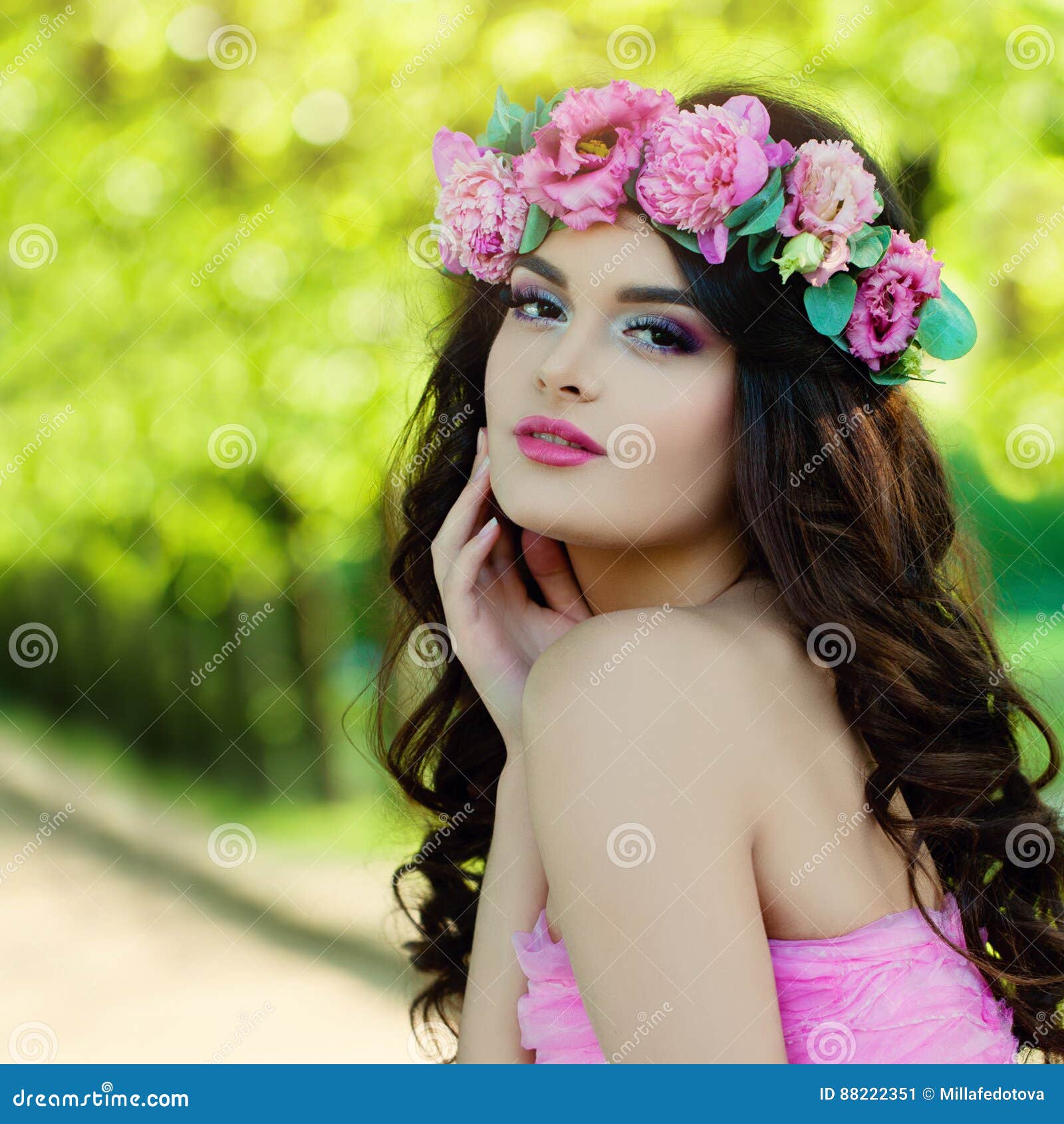 Nice Woman in Spring. Model with Flowers Stock Image - Image of clean ...