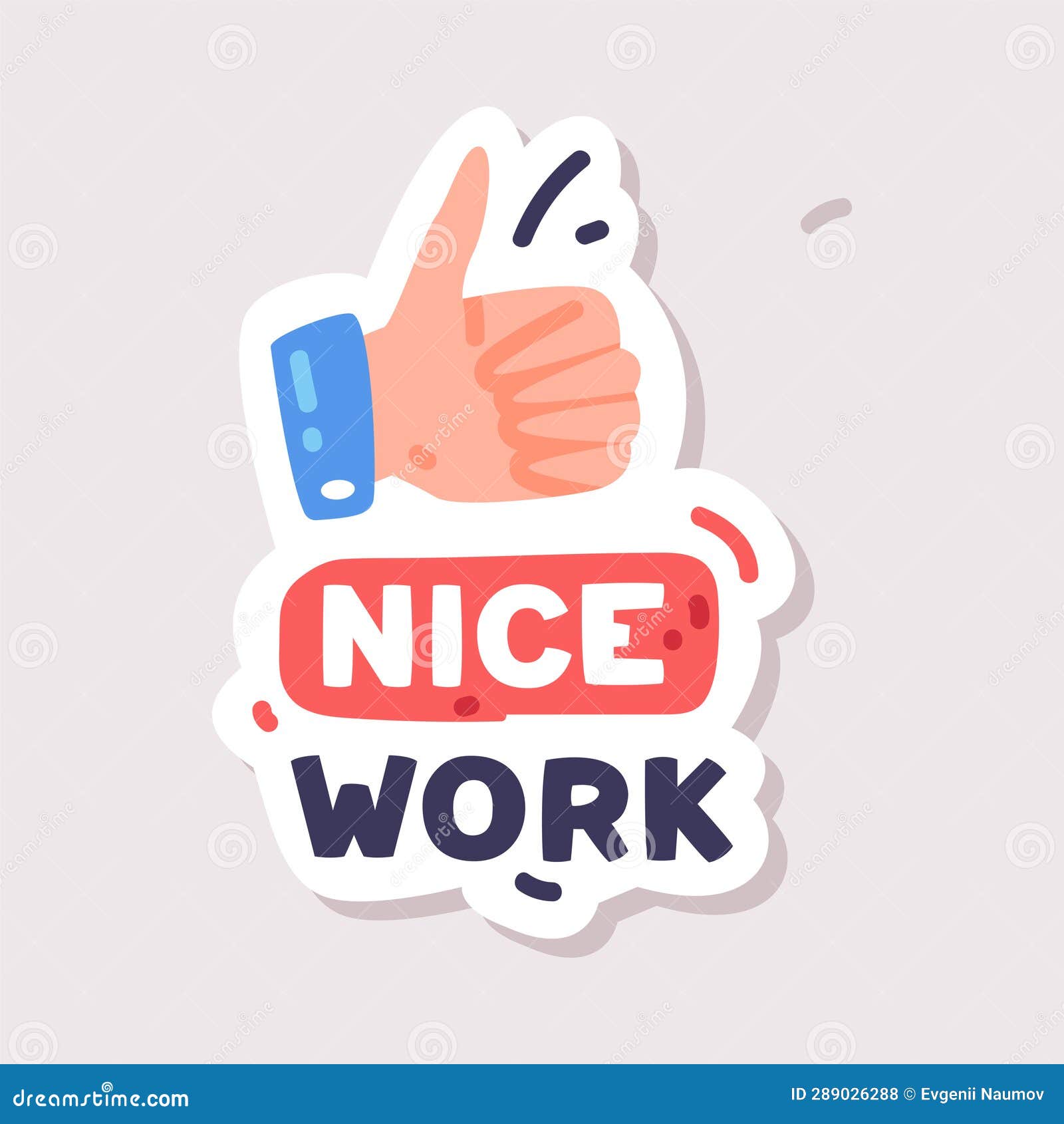 Nice Work Positive Sticker Design with Thumb Up and Saying Vector ...