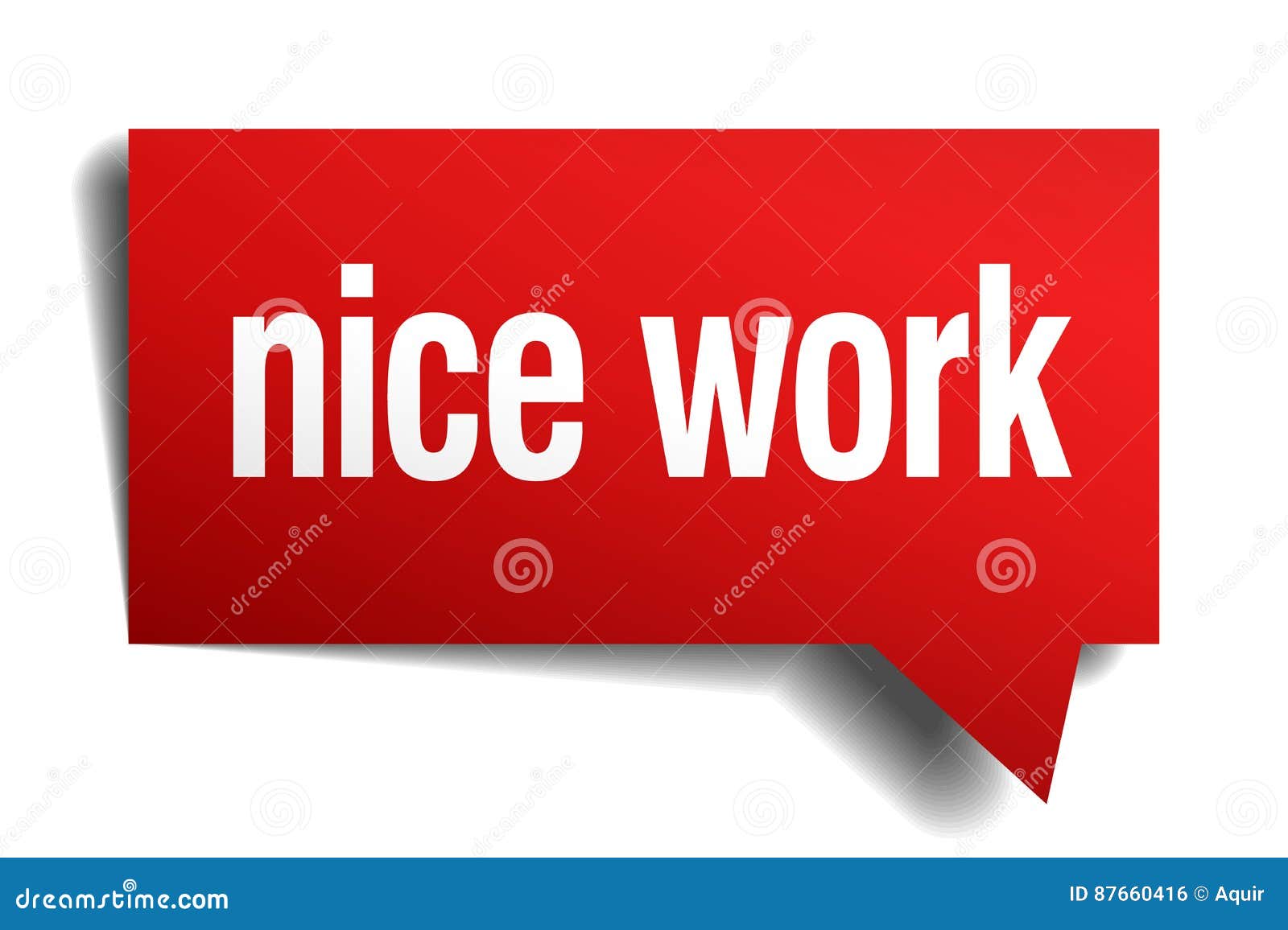 Nice Work Red Paper Speech Bubble Stock Vector - Illustration of ...