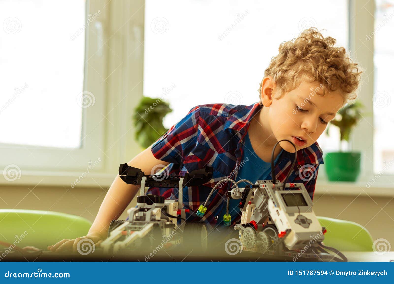 Nice Young Boy Being Interested in Robotics Stock Photo - Image of ...