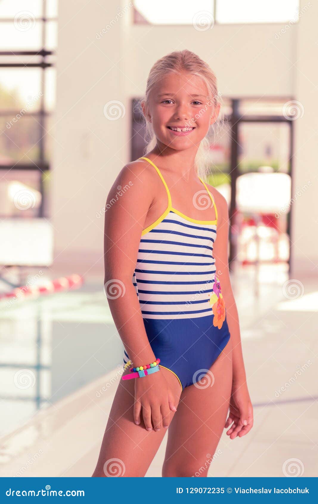 Nice Young Girl Wearing A Stylish Swimsuit Stock Image Image Of