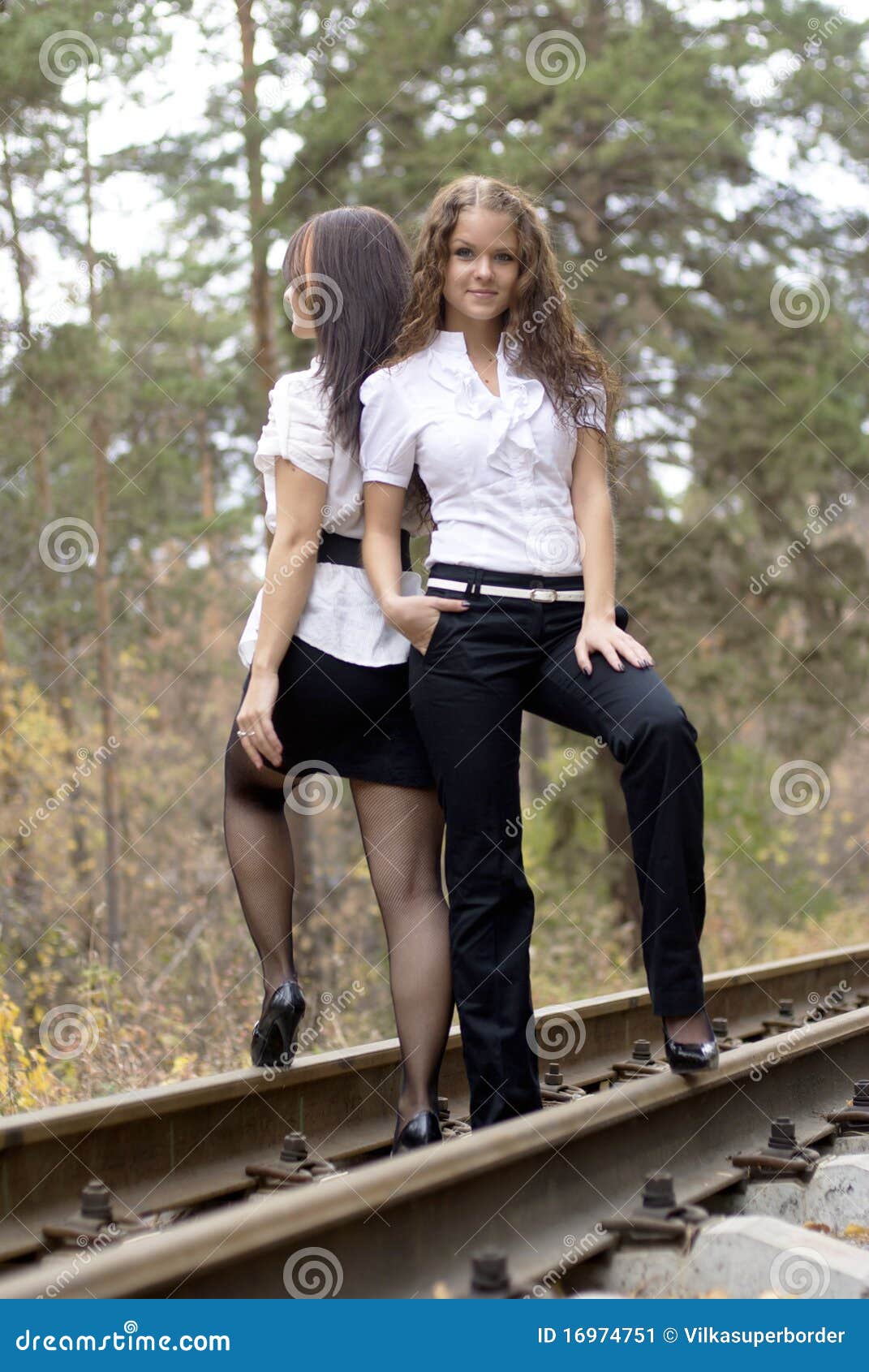 Nice Young Girls on a Rail Road Stock Image - Image of girls, long ...