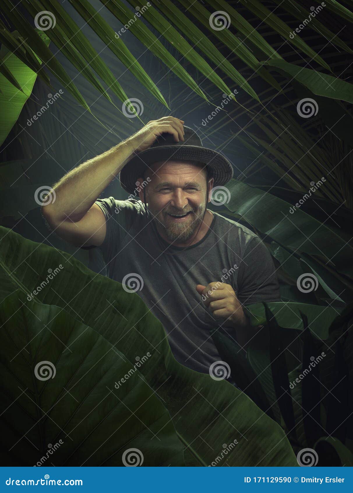 Nice Young Man Exploring Jungle Environment Stock Photo - Image of ...