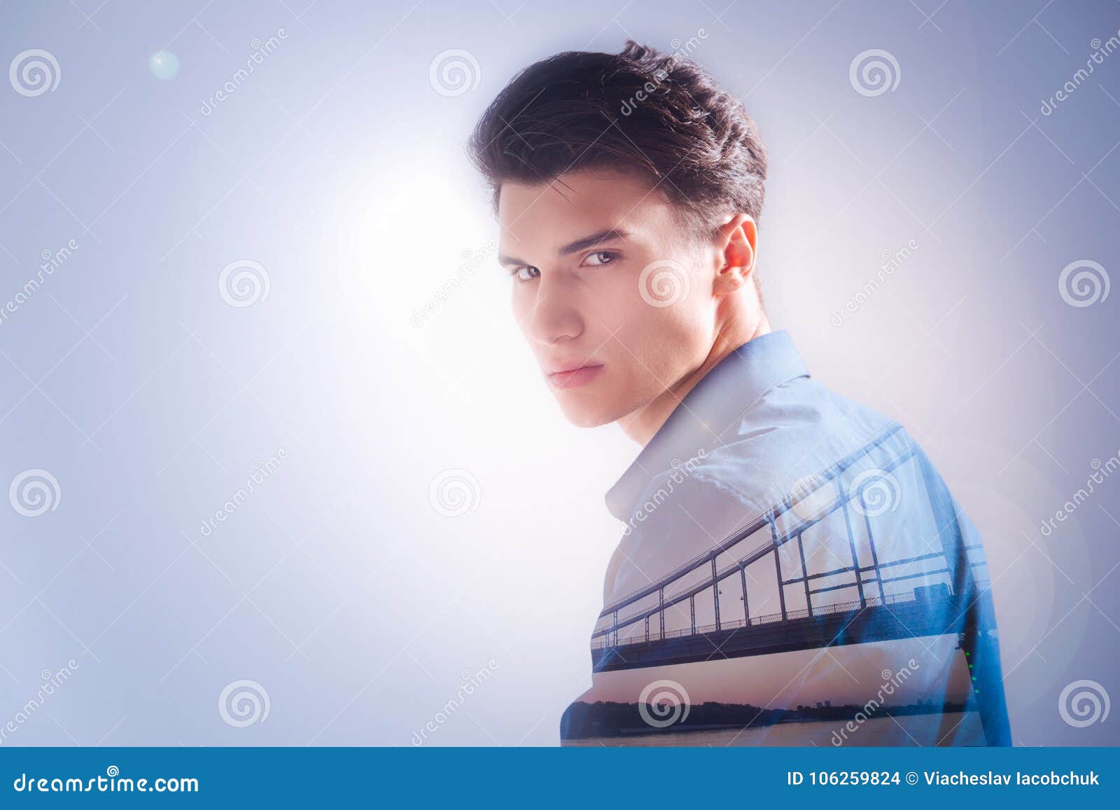 Nice Young Man Thinking about the Bridge Stock Photo - Image of ...