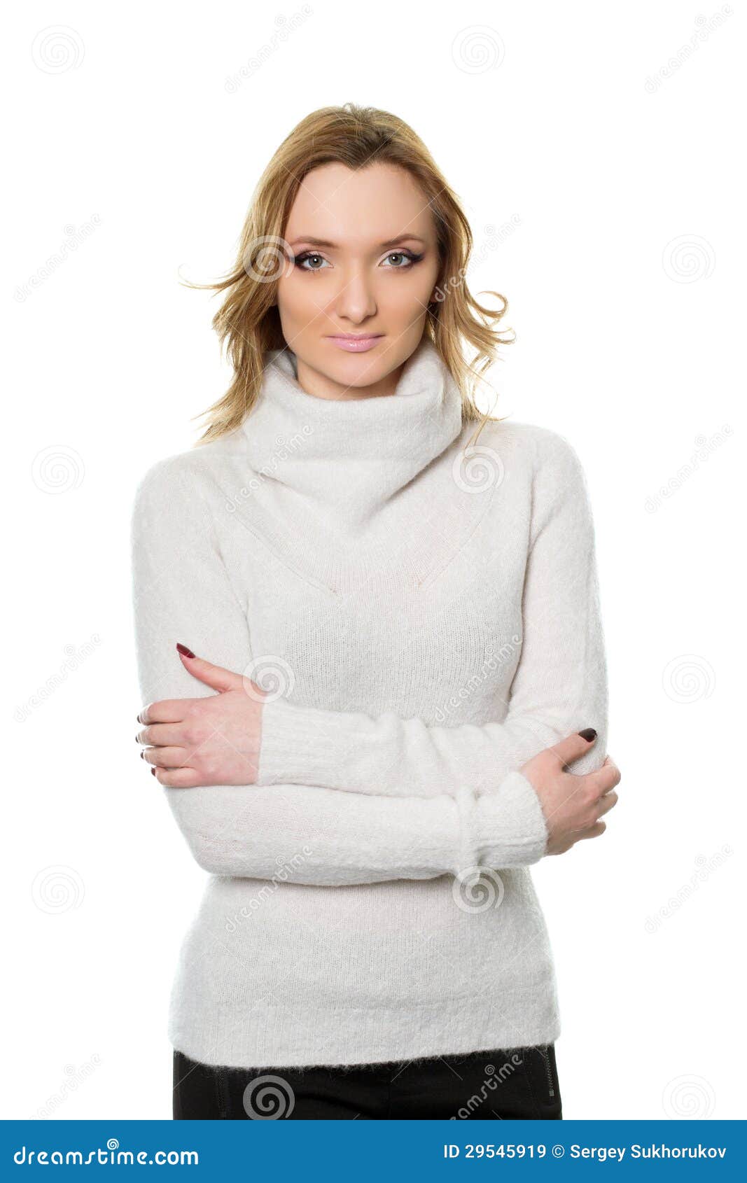 Nice Young Woman in White Sweater Stock Image - Image of beauty ...