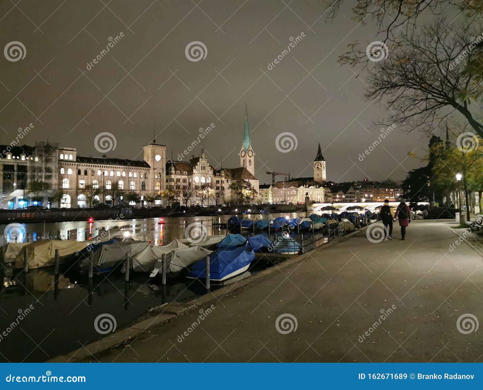 Nice Zurich night editorial stock image. Image of night - 162671689
