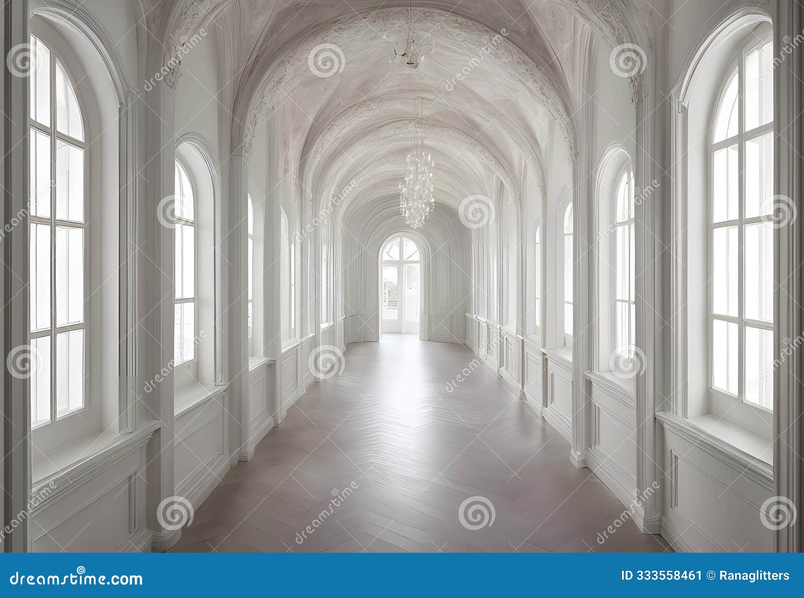 Nicely Built Luxury White Empty Hall with White Walls and Ceiling ...