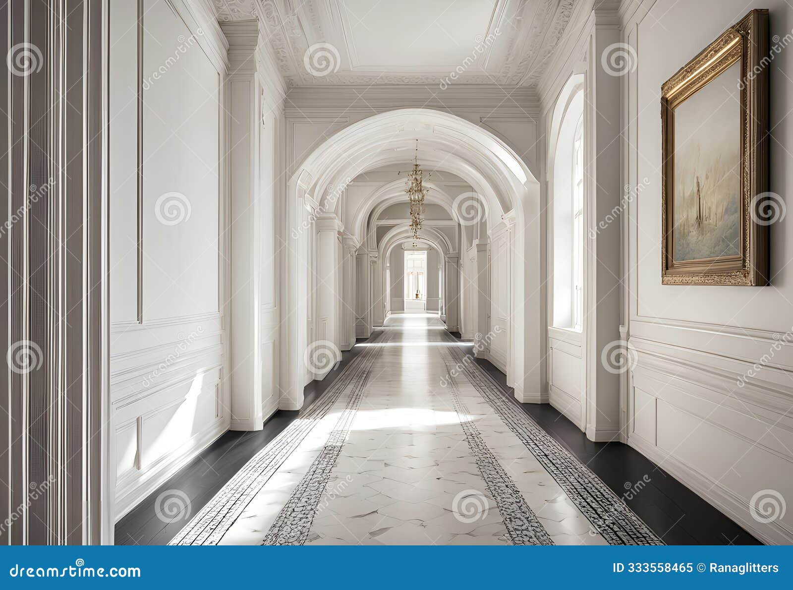 Nicely Built Luxury White Empty Hall with White Walls and Ceiling ...