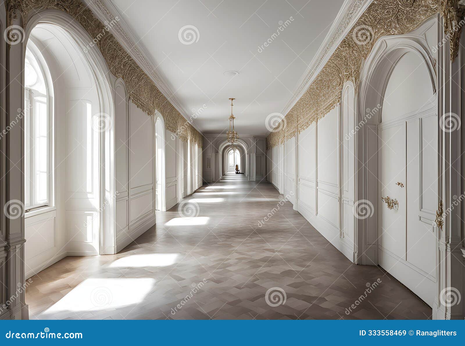Nicely Built Luxury White Empty Hall with White Walls and Ceiling ...