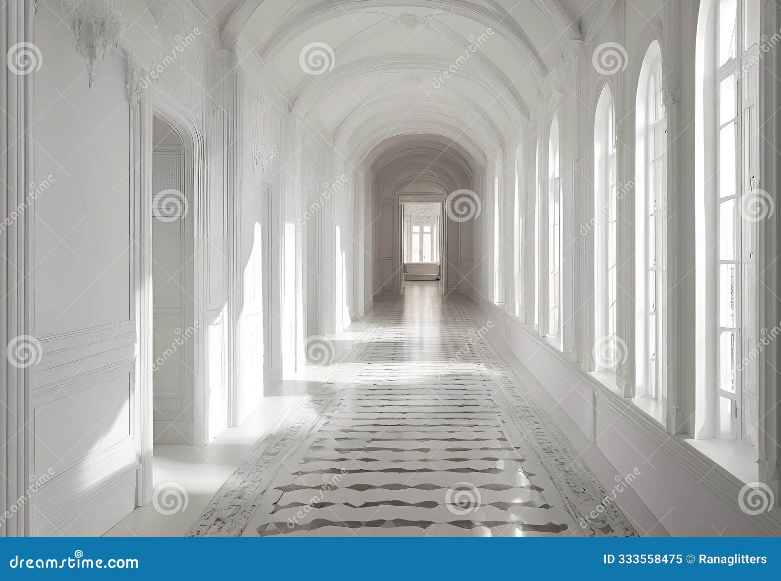 Nicely Built Luxury White Empty Hall with White Walls and Ceiling ...