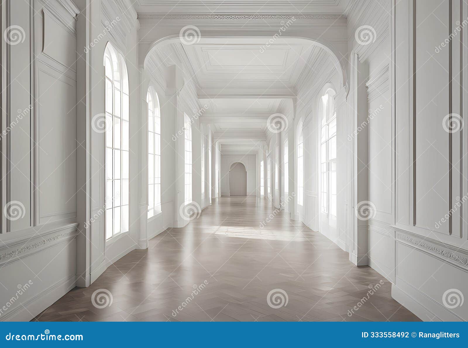Nicely Built Luxury White Empty Hall with White Walls and Ceiling ...