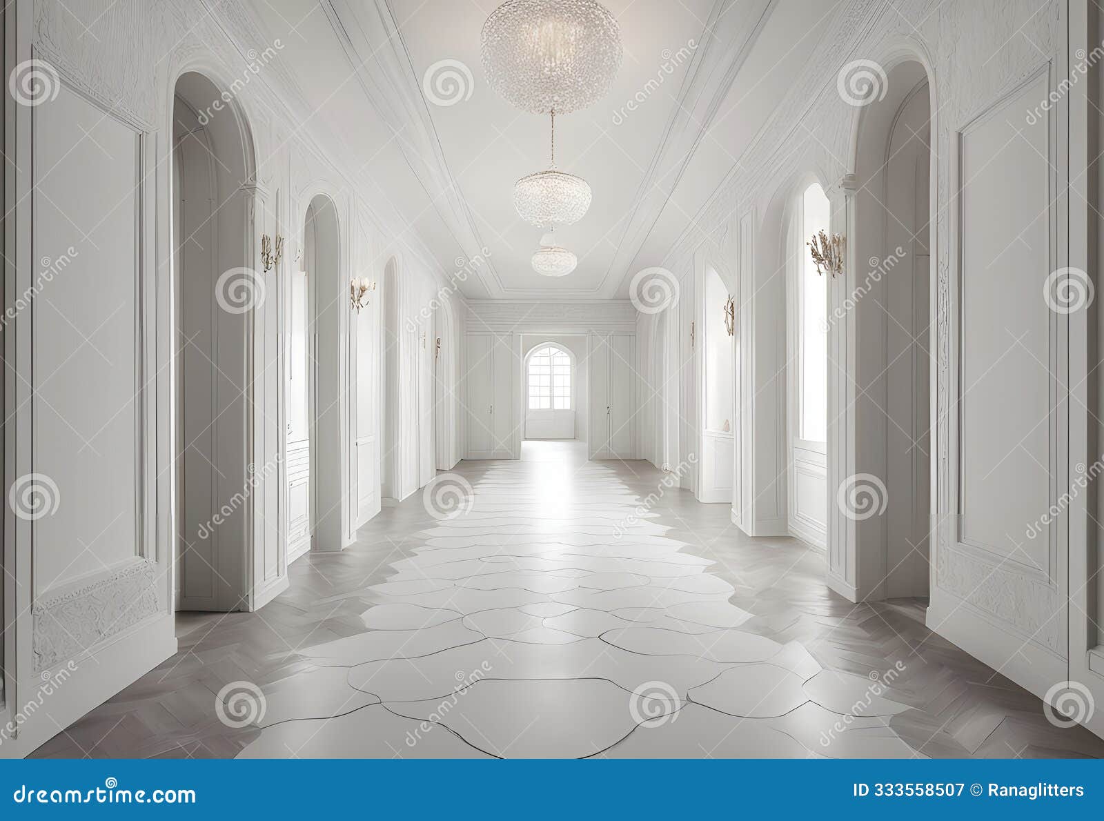 Nicely Built Luxury White Empty Hall with White Walls and Ceiling ...
