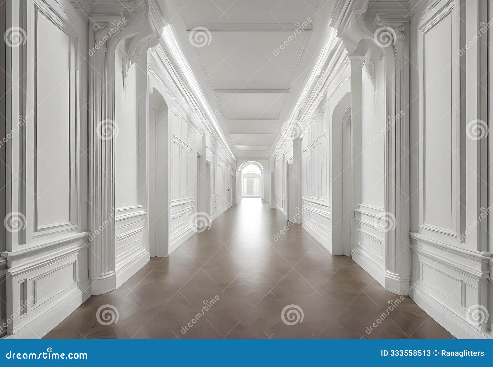 Nicely Built Luxury White Empty Hall with White Walls and Ceiling ...