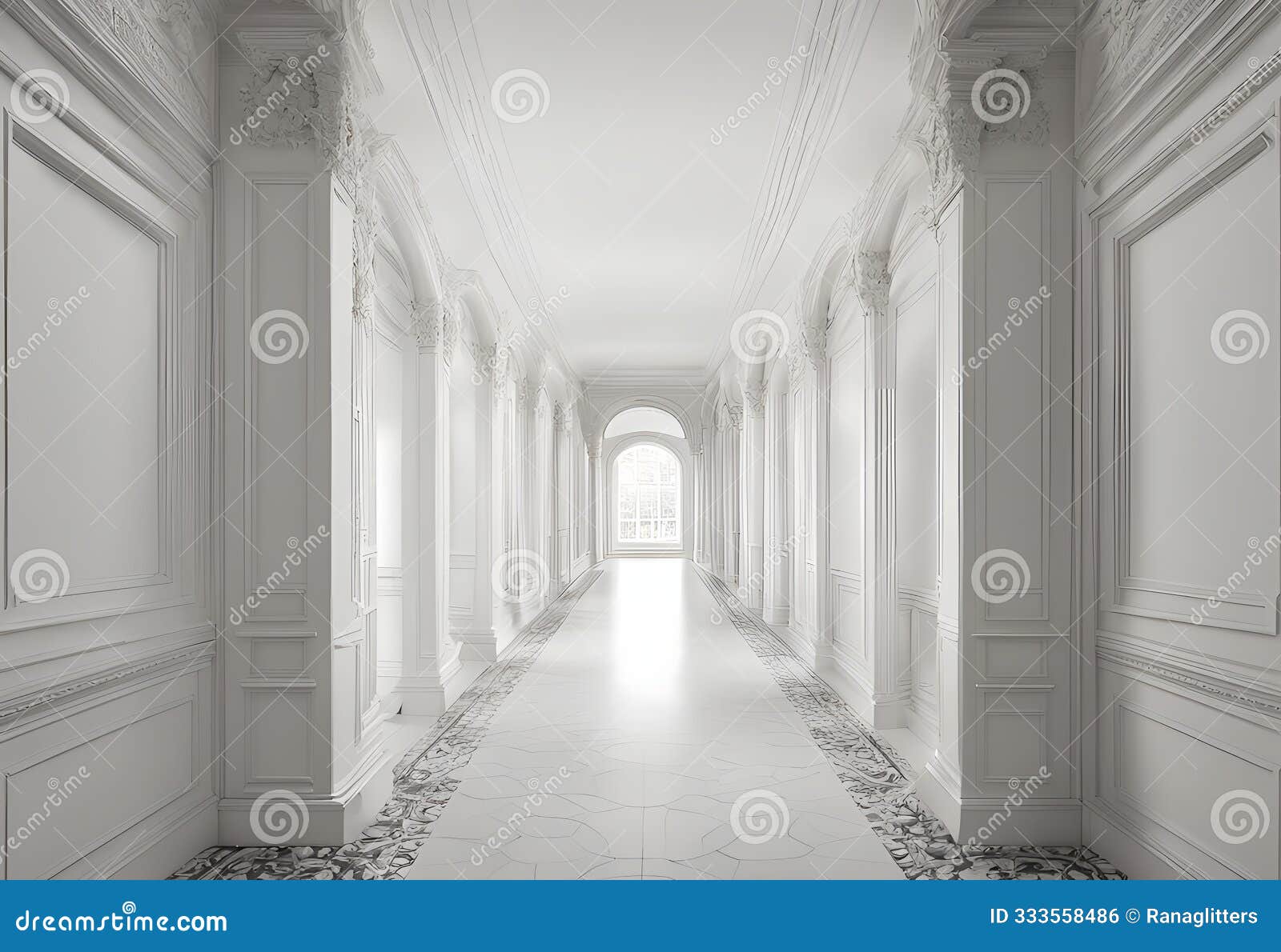 Nicely Built Luxury White Empty Hall with White Walls and Ceiling ...