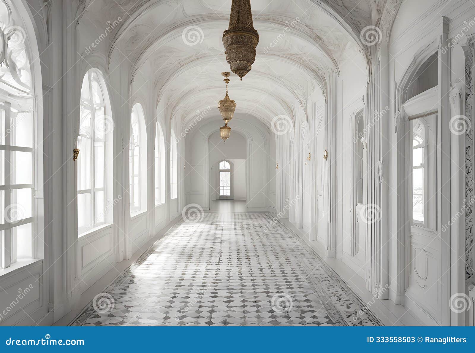 Nicely Built Luxury White Empty Hall with White Walls and Ceiling ...