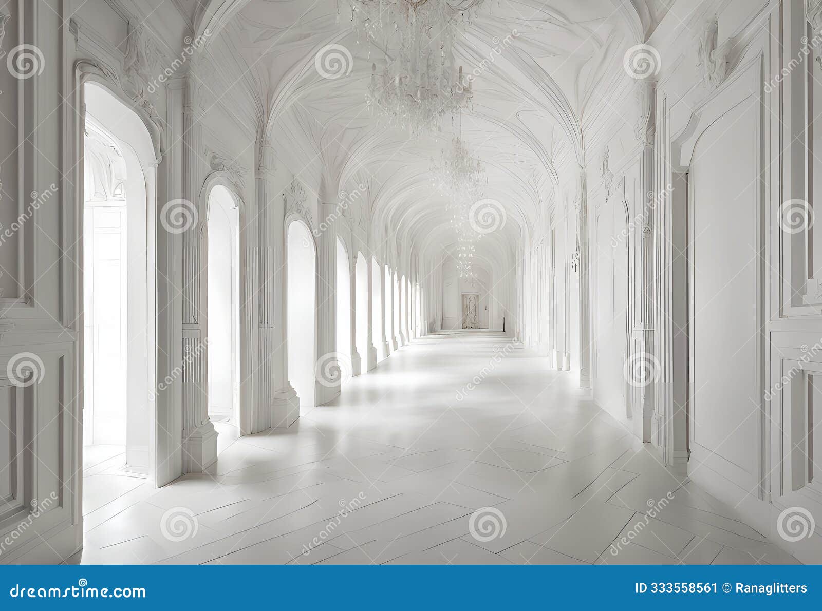 Nicely Built Luxury White Empty Hall with White Walls and Ceiling ...