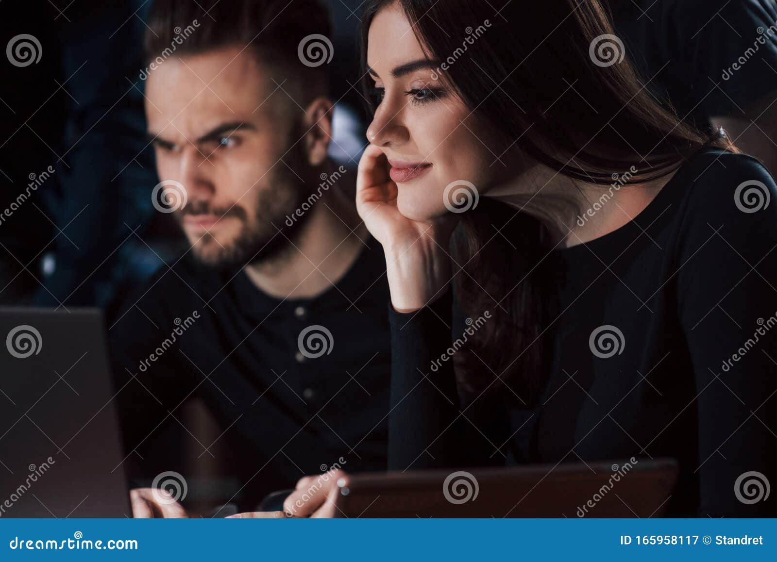 Nicely Looking Girl. Team of Young Business People Works on Their ... Nicely Looking Girl. Team of Young Business People Works on Their ...