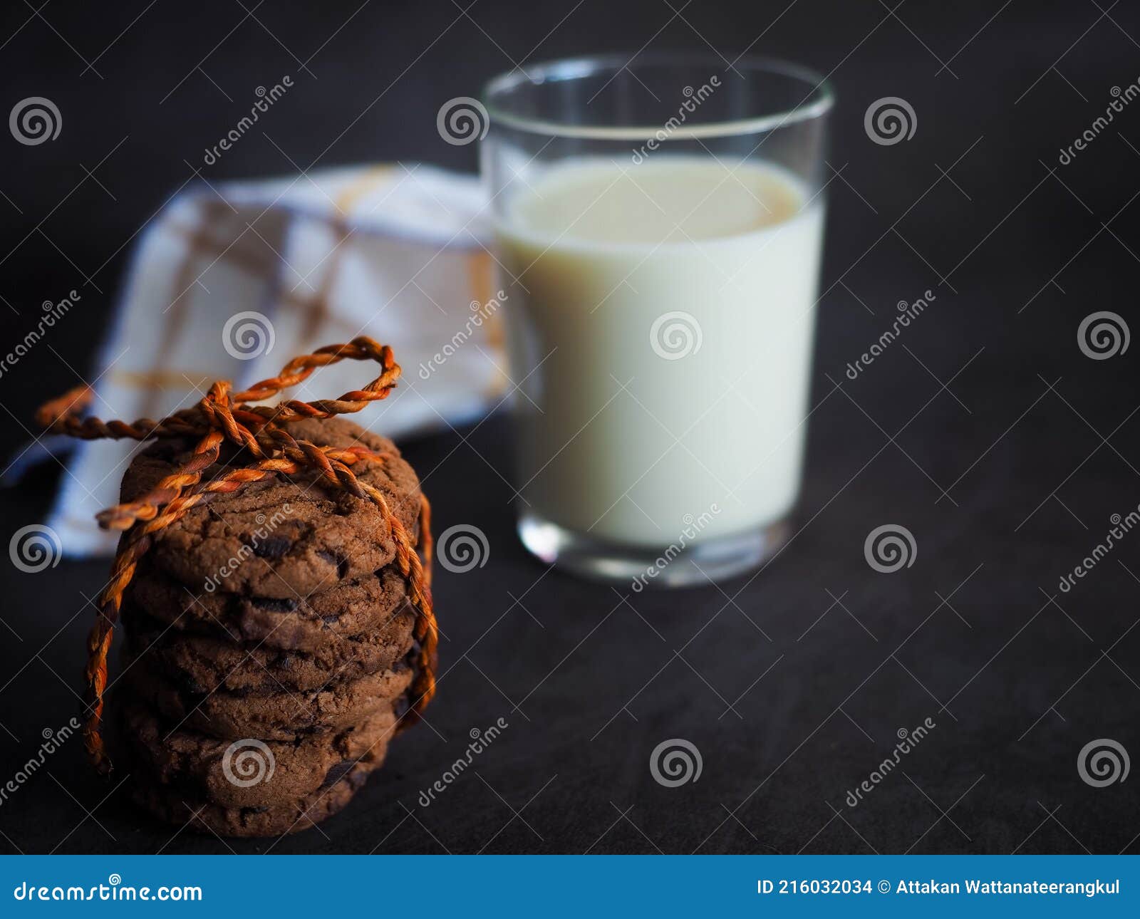Niche Chocolate Cookies Served with Fresh Milk. Stock Photo - Image of ...